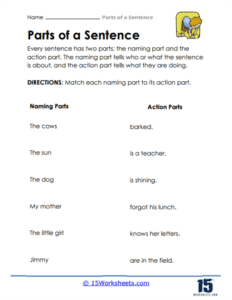 Parts of a Sentence Worksheets | Grammar Skills - 15 Worksheets.com