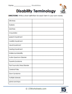 Disability Worksheets - 15 Worksheets.com