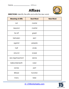 Affixes Worksheets | Grammar Enrichment - 15 Worksheets.com