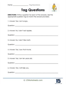 Tag Questions Worksheets | Conversation Drills - 15 Worksheets.com