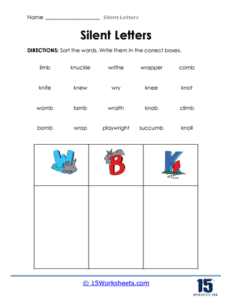 Silent Letters Worksheets | Using & Identifying- 15 Worksheets.com