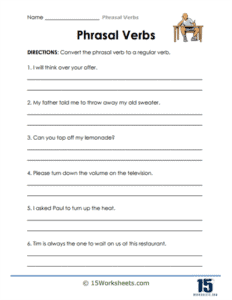 Phrasal Verbs Worksheets | Idiomatic Expression - 15 Worksheets.com