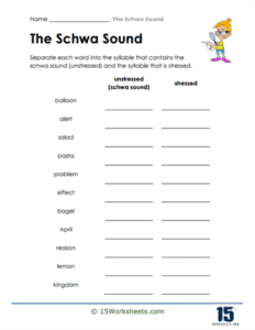 Schwa Sounds Worksheets | Phonics Series - 15 Worksheets.com