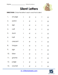Silent Letters Worksheets | Using & Identifying- 15 Worksheets.com