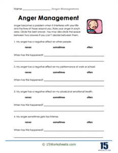 Anger Management Worksheets - 15 Worksheets.com