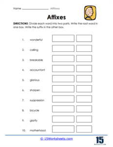 Affixes Worksheets | Grammar Enrichment - 15 Worksheets.com