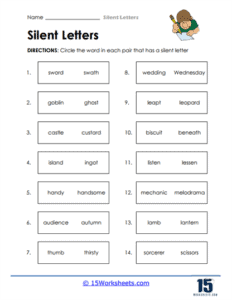 Silent Letters Worksheets | Using & Identifying- 15 Worksheets.com
