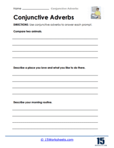 Conjunctive Adverbs Worksheets - 15 Worksheets.com