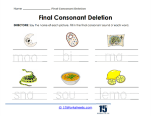 Final Consonant Deletion Worksheets | Ending Sound - 15 Worksheets.com