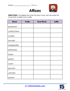 Affixes Worksheets | Grammar Enrichment - 15 Worksheets.com
