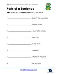 Parts of a Sentence Worksheets | Grammar Skills - 15 Worksheets.com