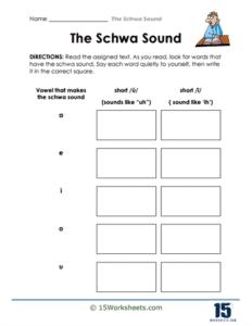 Schwa Sounds Worksheets | Phonics Series - 15 Worksheets.com