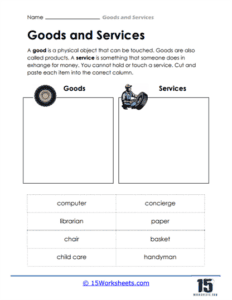 Goods and Services Worksheets - 15 Worksheets.com
