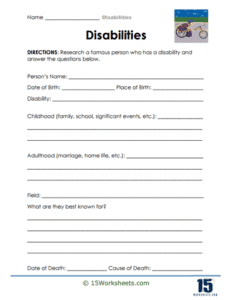 Disability Worksheets - 15 Worksheets.com