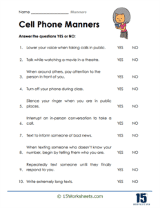 Manners Worksheets | Life Skill Series - 15 Worksheets.com
