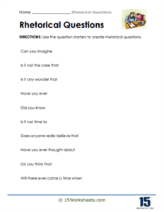 Rhetorical Questions Worksheets | Teach Persuasiveness - 15 Worksheets.com