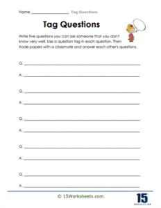 Tag Questions Worksheets | Conversation Drills - 15 Worksheets.com