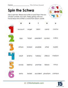 Schwa Sounds Worksheets | Phonics Series - 15 Worksheets.com