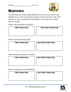 Manners Worksheets | Life Skill Series - 15 Worksheets.com