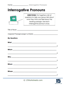 Interrogative Pronouns Worksheets | Question Word Usage - 15 Worksheets.com
