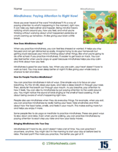 Mindfulness Worksheets | Thoughtful PDFs - 15 Worksheets.com
