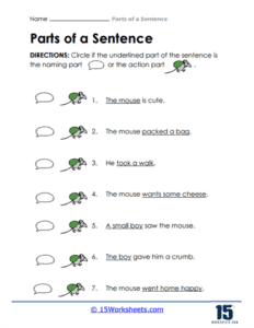 Parts of a Sentence Worksheets | Grammar Skills - 15 Worksheets.com
