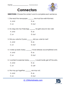 Connectors Worksheets | Improve Sentence Flow - 15 Worksheets.com