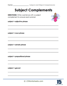 Subject and Object Complements Worksheets | Idea Expansions - 15 ...