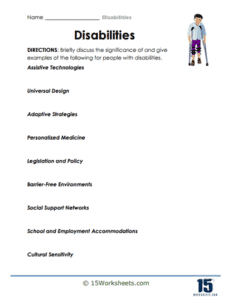 Disability Worksheets - 15 Worksheets.com