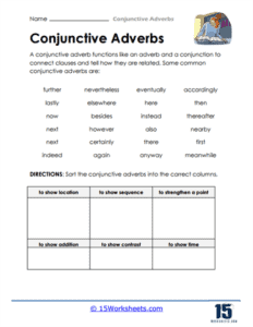 Conjunctive Adverbs Worksheets - 15 Worksheets.com