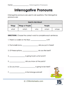 Interrogative Pronouns Worksheets | Question Word Usage - 15 Worksheets.com