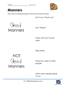 Manners Worksheets | Life Skill Series - 15 Worksheets.com