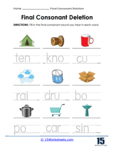 Final Consonant Deletion Worksheets | Ending Sound - 15 Worksheets.com