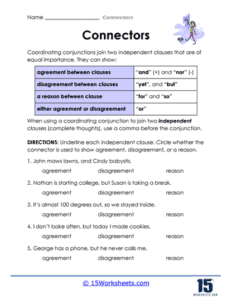 Connectors Worksheets | Improve Sentence Flow - 15 Worksheets.com
