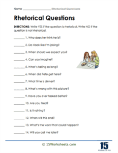 Rhetorical Questions Worksheets | Teach Persuasiveness - 15 Worksheets.com