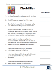 Disability Worksheets - 15 Worksheets.com