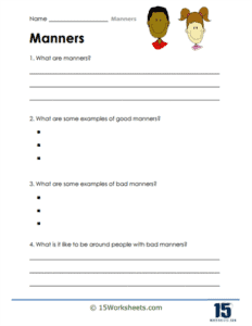 Manners Worksheets | Life Skill Series - 15 Worksheets.com