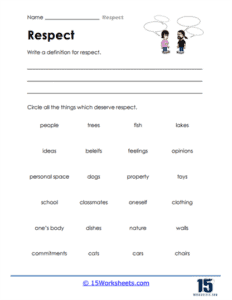 Respect Worksheets | Personal and Social Skills - 15 Worksheets.com