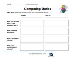 Comparing Stories Worksheets | Literary Elements - 15 Worksheets.com