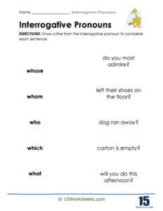 Interrogative Pronouns Worksheets | Question Word Usage - 15 Worksheets.com