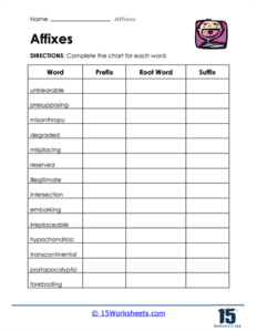Affixes Worksheets | Grammar Enrichment - 15 Worksheets.com