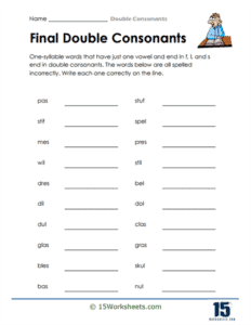 Double Consonants Worksheets - 15 Worksheets.com
