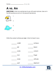 A vs. An Worksheets - 15 Worksheets.com