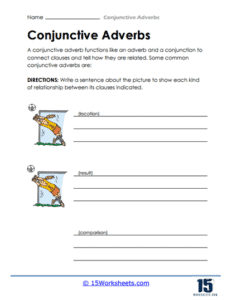 Conjunctive Adverbs Worksheets - 15 Worksheets.com