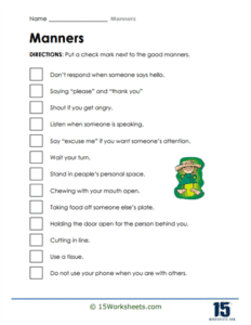 Manners Worksheets | Life Skill Series - 15 Worksheets.com