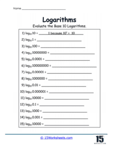 Logarithms Worksheets - 15 Worksheets.com