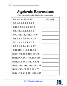 Algebraic Expressions Worksheets - 15 Worksheets.com