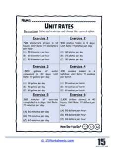 Unit Rates Worksheets - 15 Worksheets.com