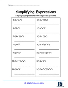 Simplifying Expressions Worksheets - 15 Worksheets.com