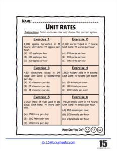 Unit Rates Worksheets - 15 Worksheets.com